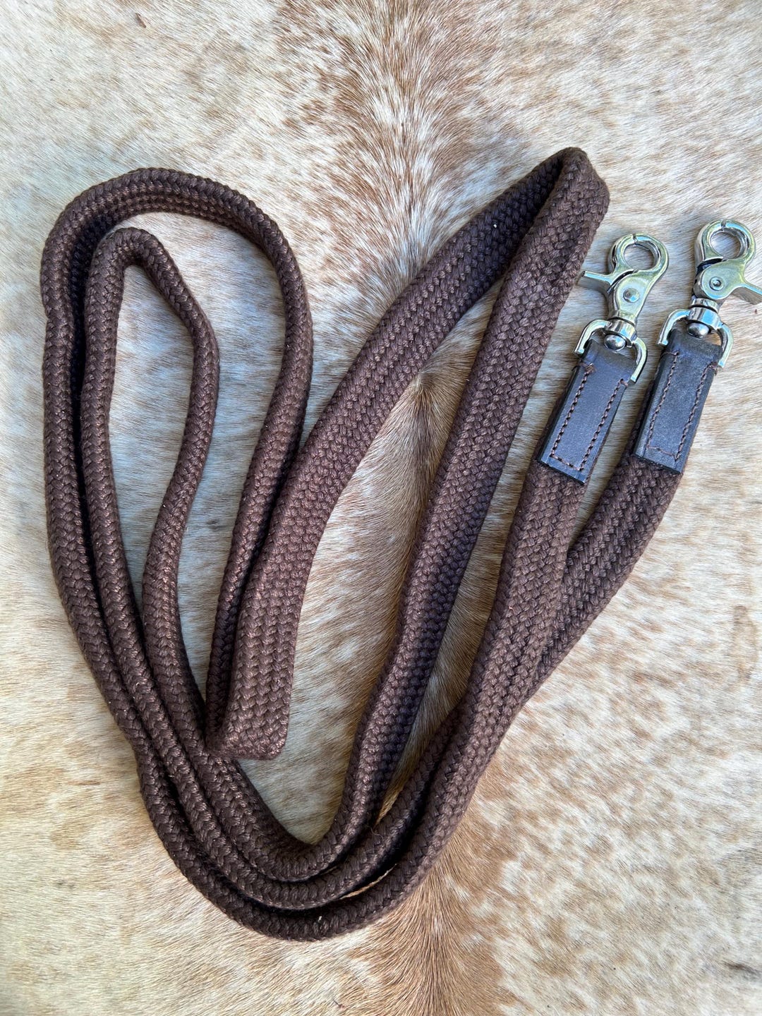 Flat Brown Cotton 8 Contest Barrel Trail Rein Clip Ends Free Ship - Etsy