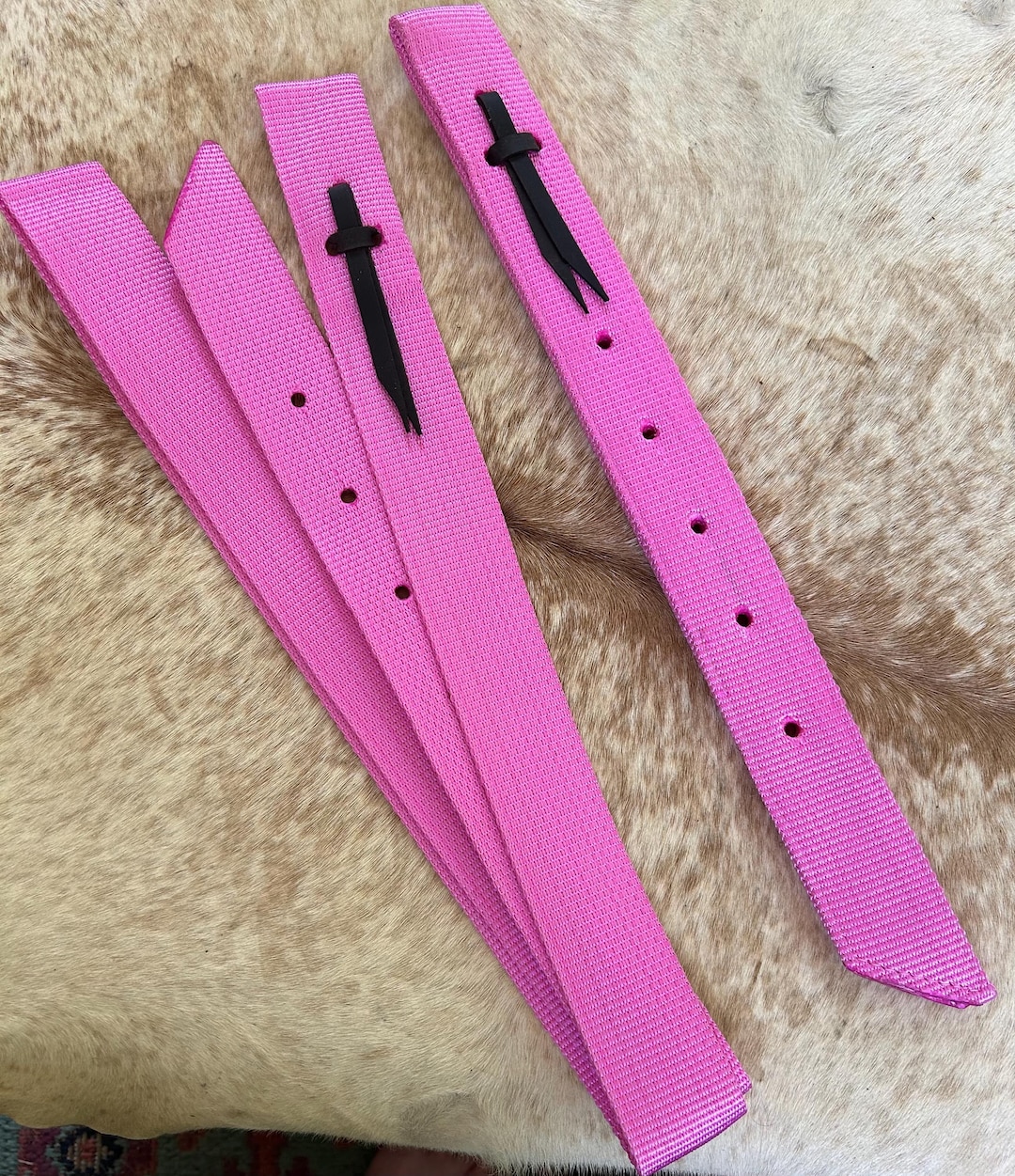 Pink Nylon Western Saddle Tie Strap and off Side Billet Set Horse Size ...
