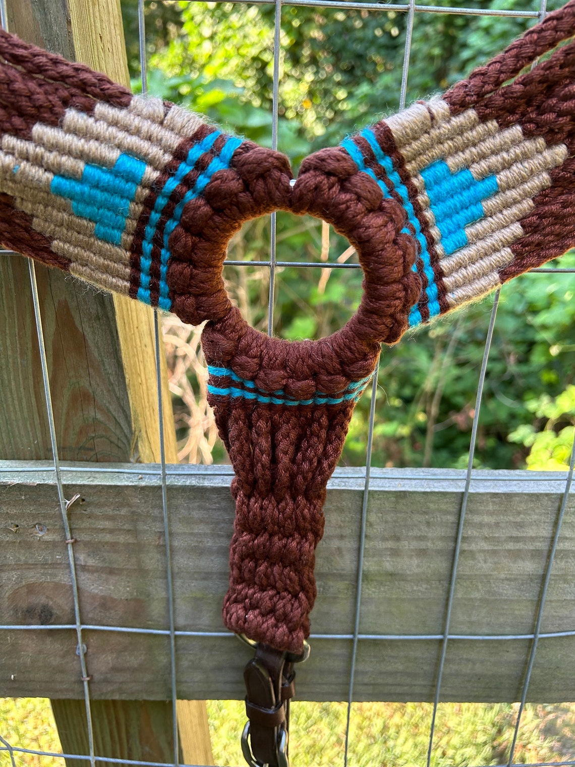 Genuine Wool Multi String Western Breast Collar Teal and Brown Woven ...