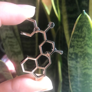LSD Molecule Pin, LSD-25 Lysergic Acid Art Lapel Pin / Hat Pin Gold or ...