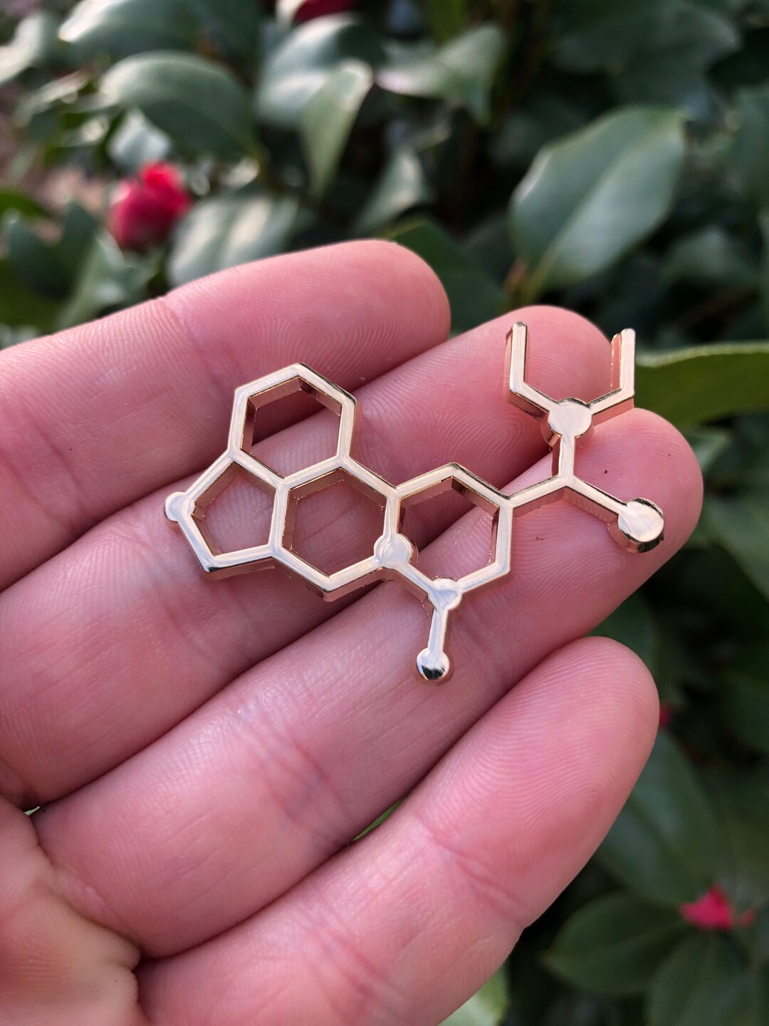 LSD Molecule Pin, LSD-25 Lysergic Acid Art Lapel Pin / Hat Pin Gold or ...