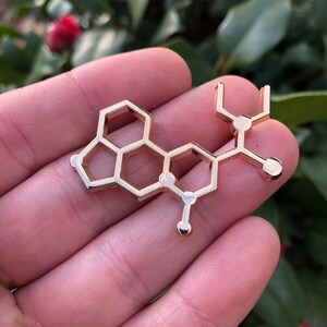 LSD Molecule Pin, LSD-25 Lysergic Acid Art Lapel Pin / Hat Pin Gold or ...