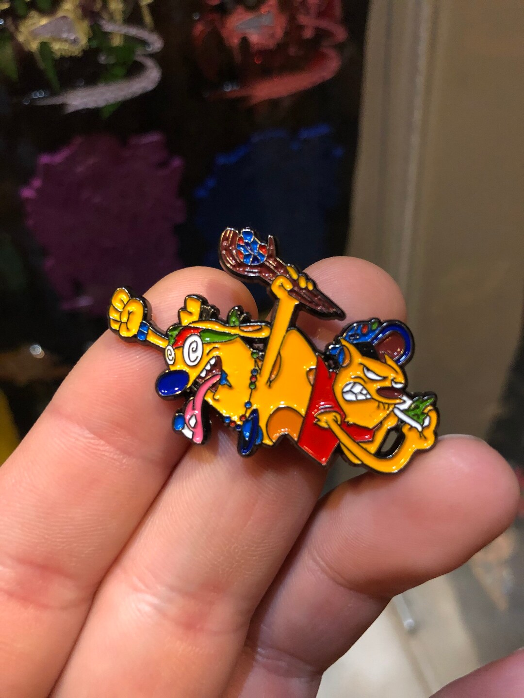 Raging Cat Dog 90s Cartoon Festival Pin - Etsy