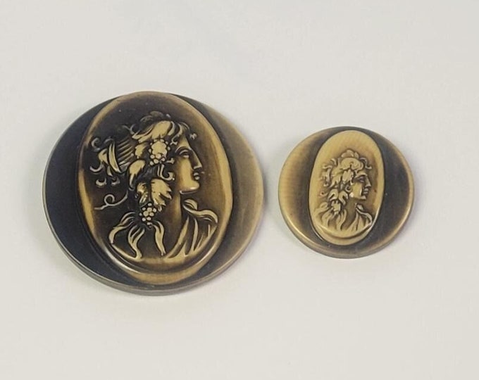 Pair Vintage Celluloid Cameo Style Coat Buttons - Etsy