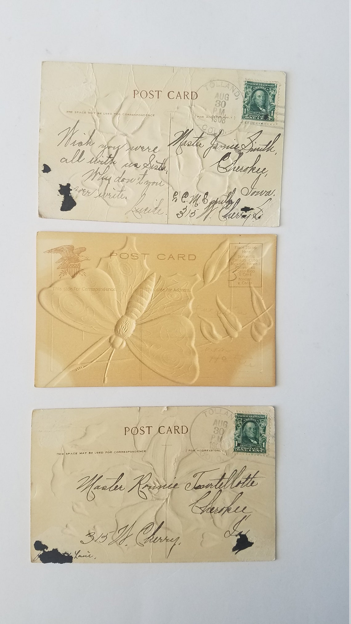Antique Set Three Embossed Postcards - Etsy