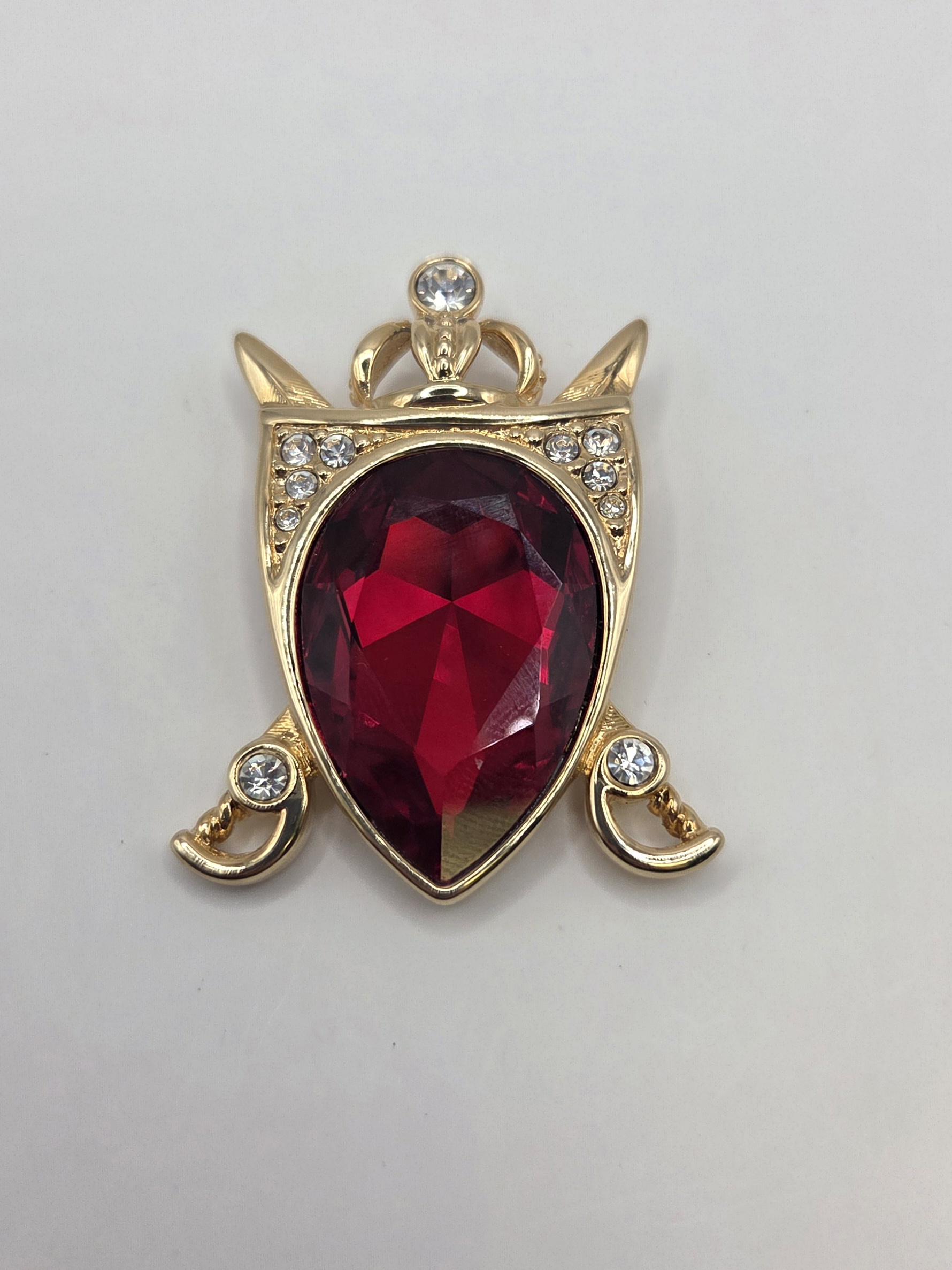 Vintage Swarovski Savvy Red Crystal Coat of Arms Brooch - Etsy