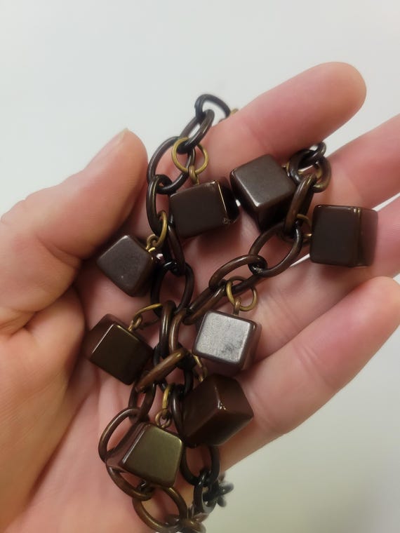 Vintage Brown Bakelite Cube Choker with Chunky Cellul… - Gem