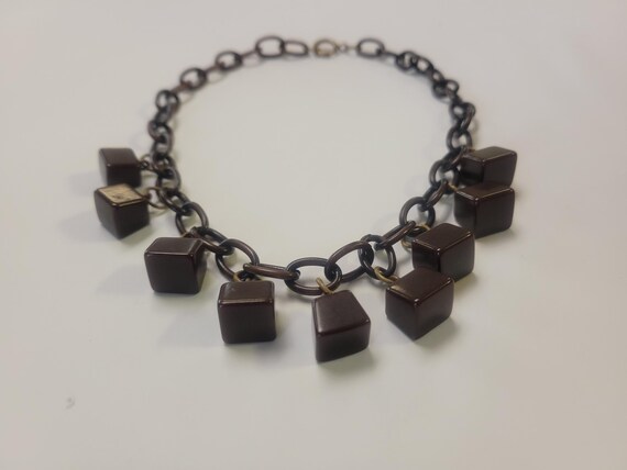 Vintage Brown Bakelite Cube Choker with Chunky Cellul… - Gem