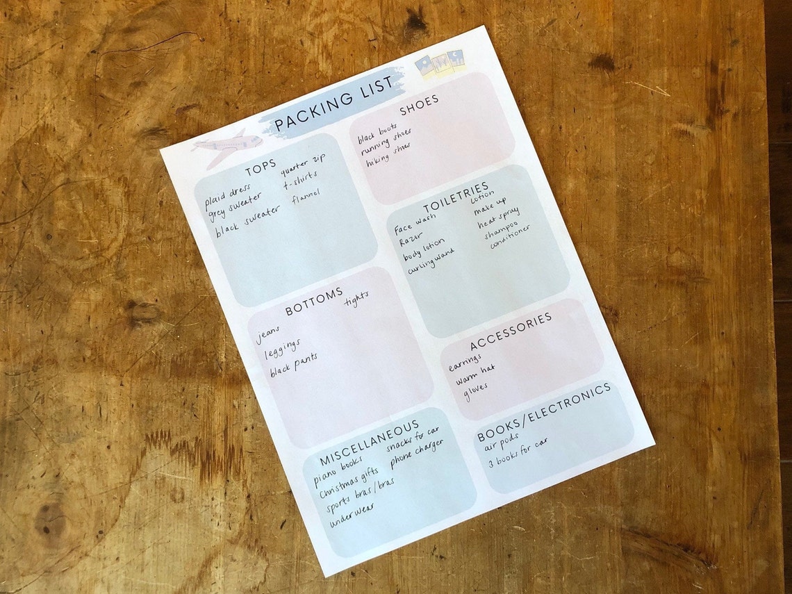Printable Packing List Instant Download | Trip Organizer | Travel ...