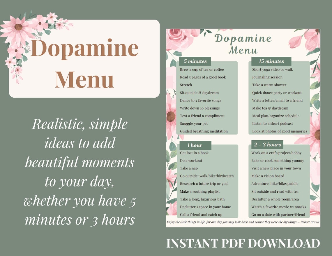 Printable Dopamine Menu - Etsy