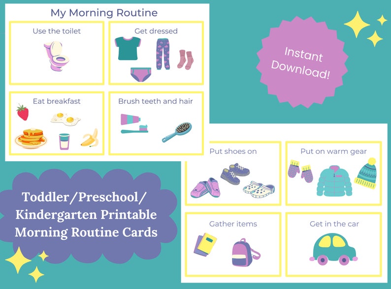 Printable Morning Routine Cards for Toddlers, Preschoolers ...
