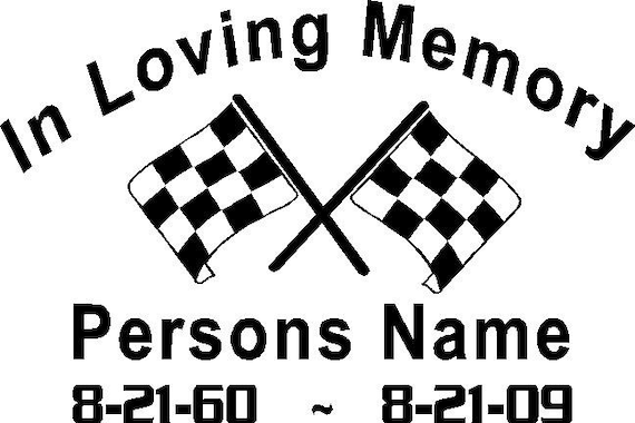 In Loving Memory Checkered Flag Custom Name and Dates Car | Etsy