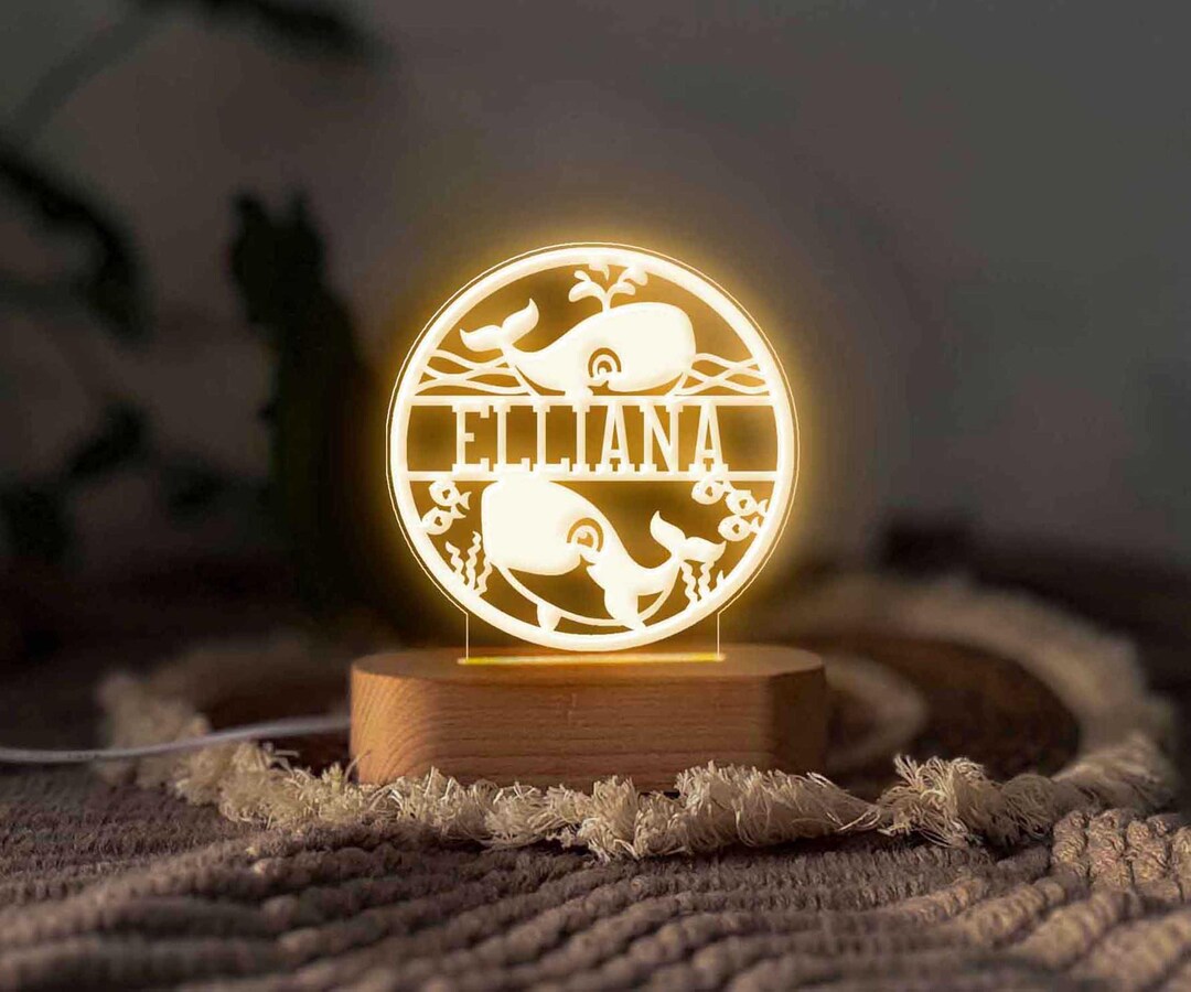Personalized Cute Baby Whale Night Light, Ocean Animal Night Lights ...