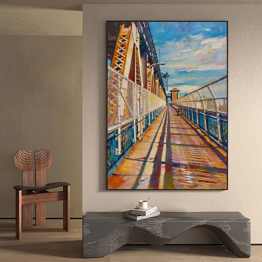 Original Hand-painted Bridge Perspective Oil Painting – Urban ...