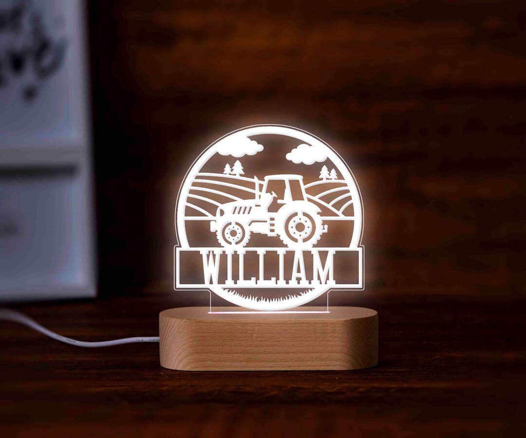 Personalized Tractor Night Light, Children's Night Light, Digger Light ...