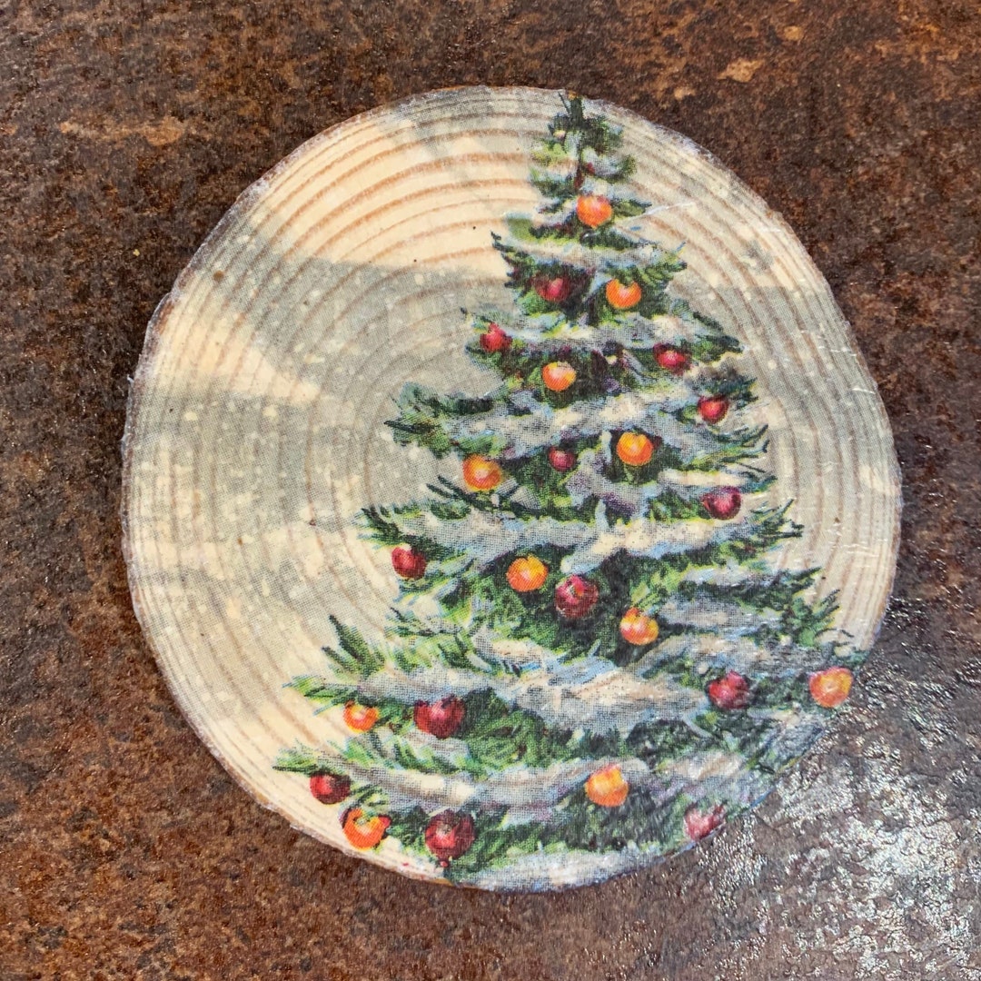 Christmas Tree Wooden Coaster - Etsy UK