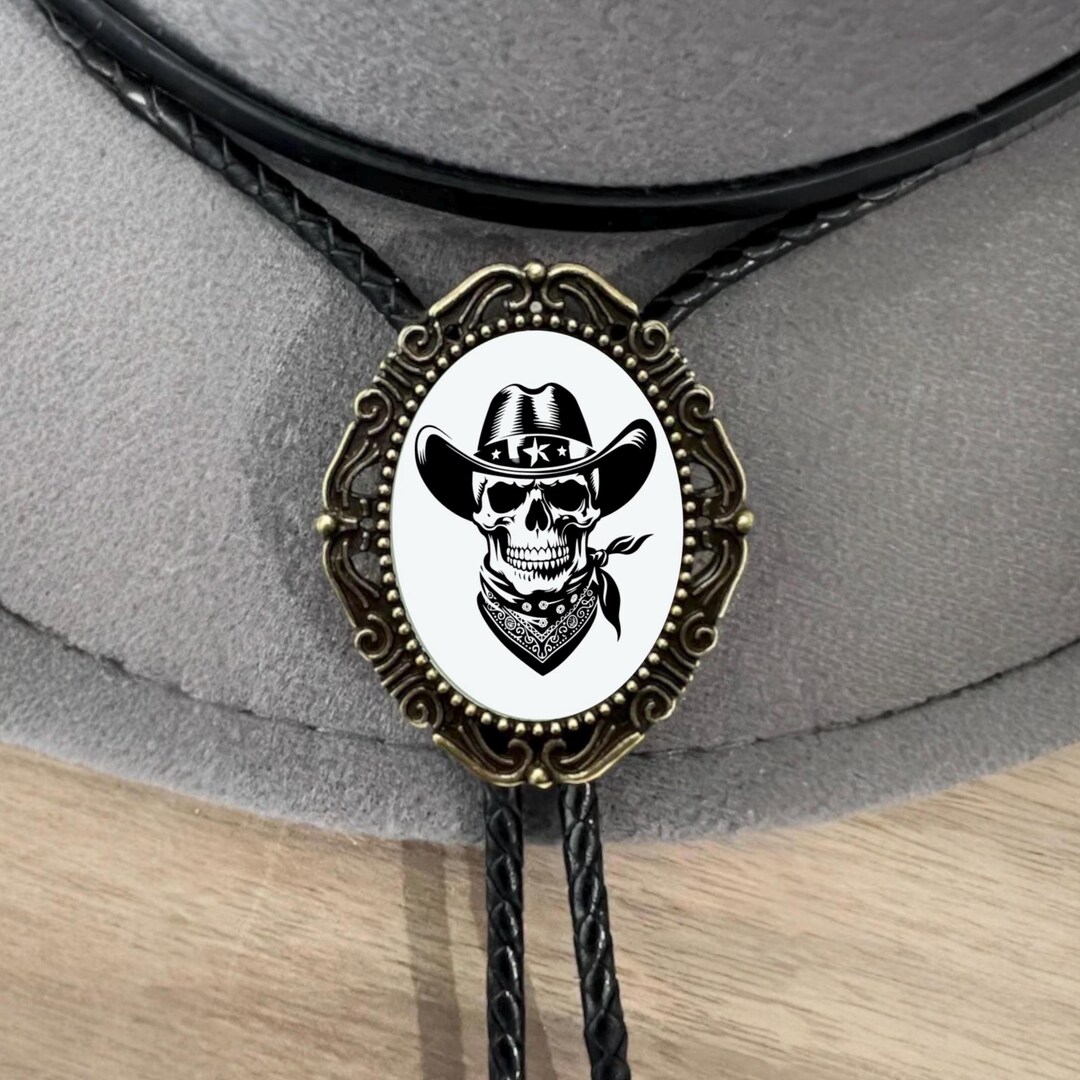 Skull Cowboy Bolo Tie, Skeleton Country Western Cowboy Tie, Western ...