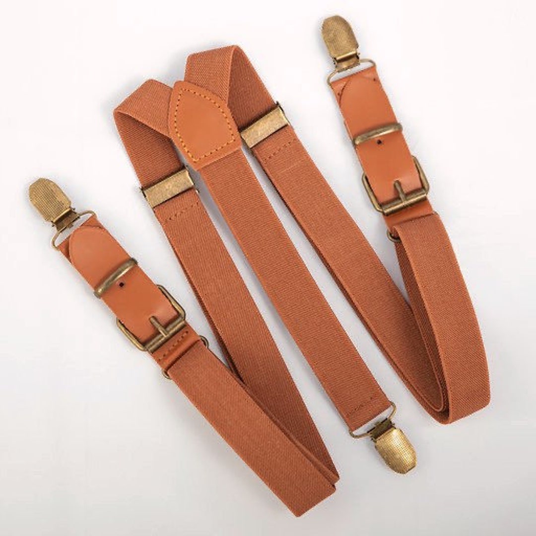Leather Suspenders Brown Suspenders Buckle Suspenders Ring - Etsy