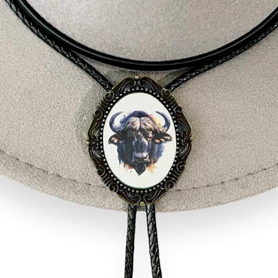 Bison Bolo Tie Cowboy Necktie, Buffalo Western String Tie Cowboy Tie ...