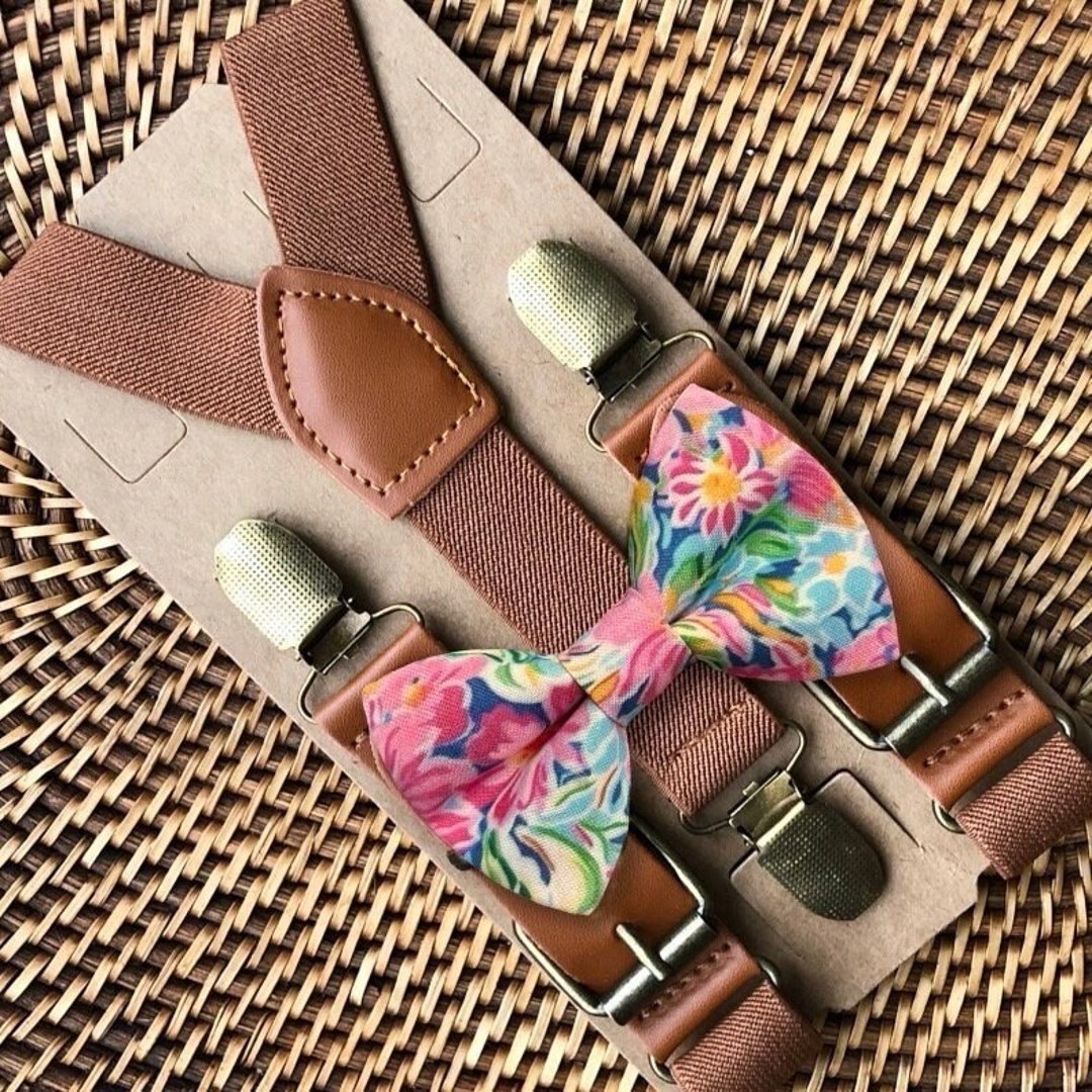 Bow Tie With Flower Pattern for Groomsmen Destination Wedding, Coral Pink Bow Ties, Candy Pink ...