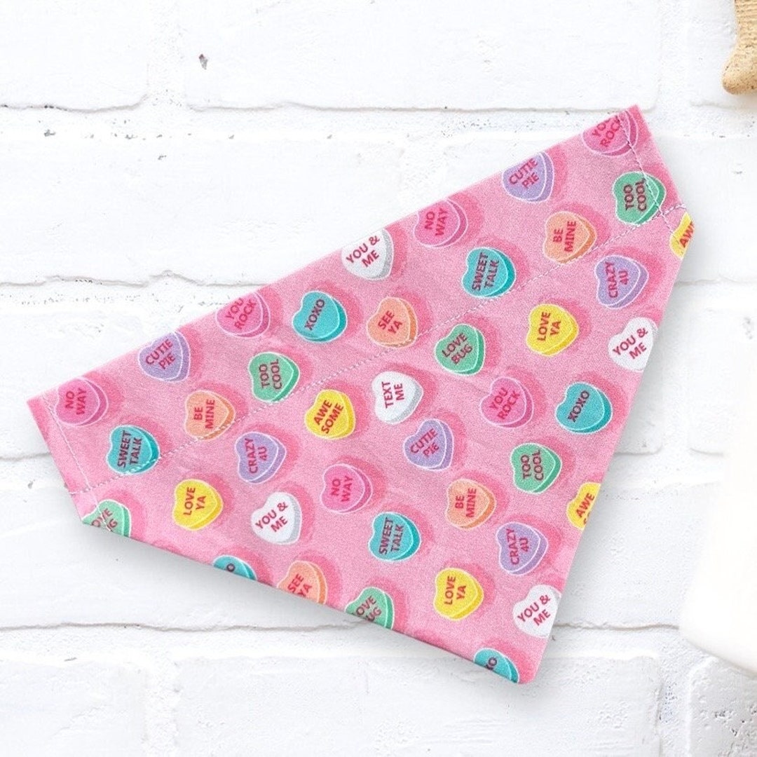 Valentines Day Dog Bandana, Conversation Heart Pet Bandana for Dog ...
