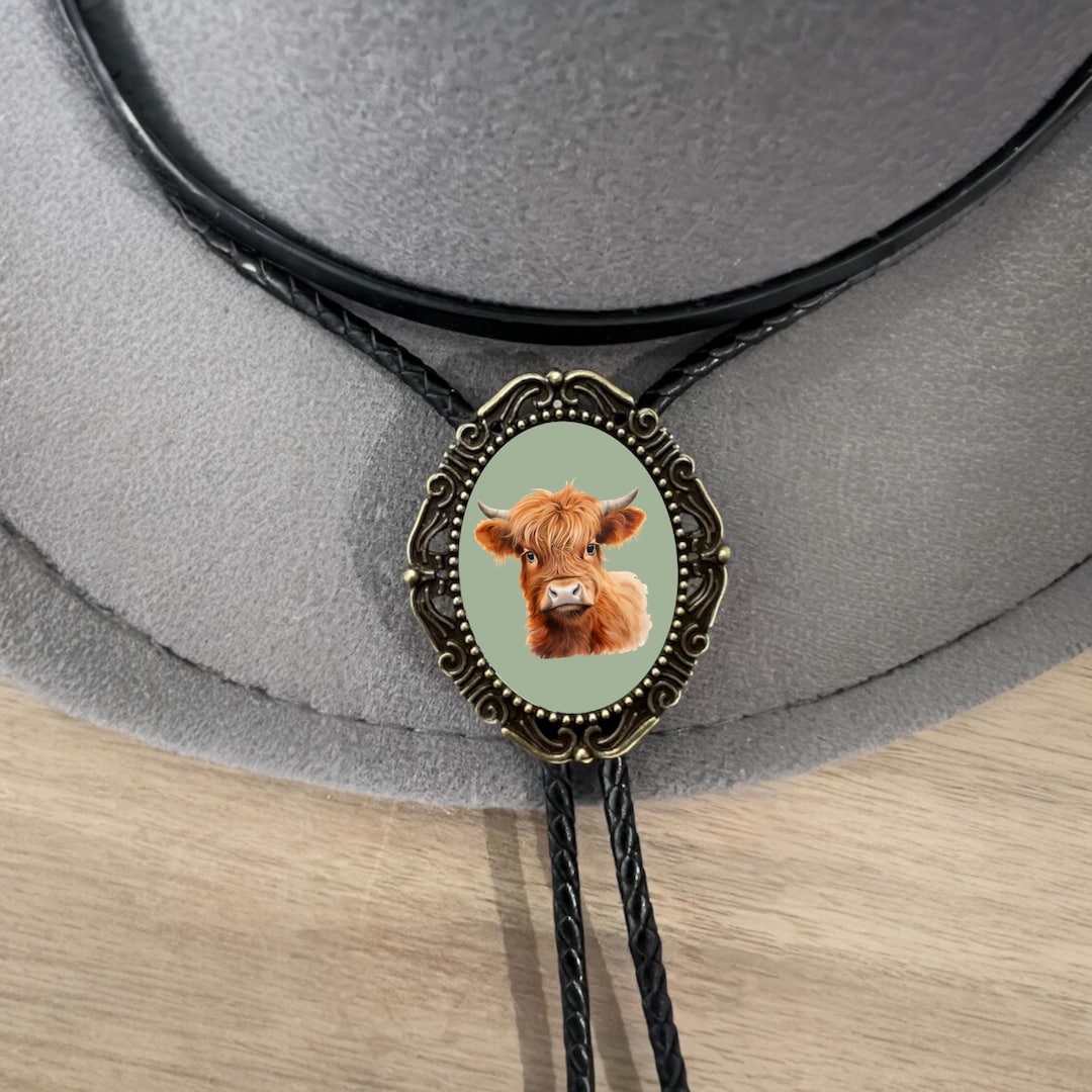 Highland Cow Bolo Tie, Genuine Leather Cowboy Neckwear - Etsy