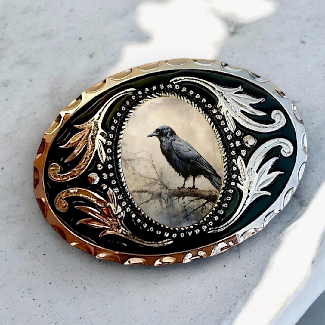 Belt Buckle Cowboy Accessory With Crow, Raven Western Belt Buckle for ...