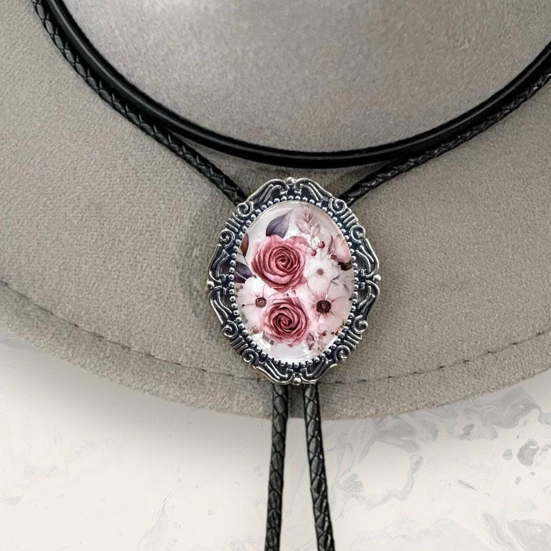 Purple Bolo Tie, Floral Dressy Cowboy Tie Western String Tie, Cowboy ...