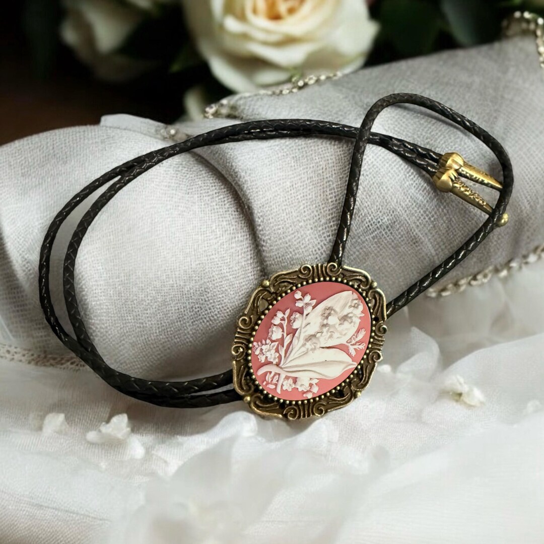 Lily of the Valley Bolo Tie, Cowboy Tie Western String Tie, Pink Flower ...