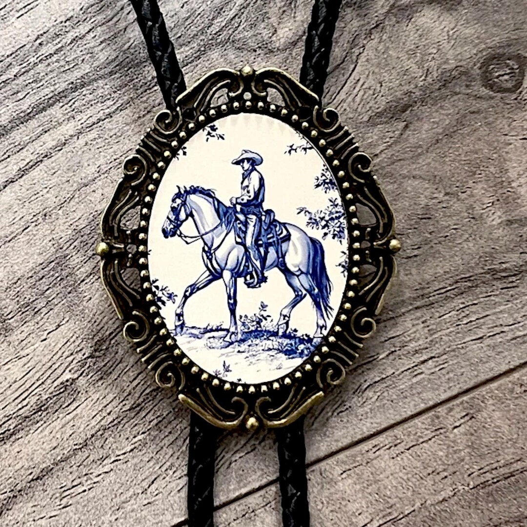 Cowboy Riding Horse Bolo Tie - Gifts for Him Indian Leather Western ...