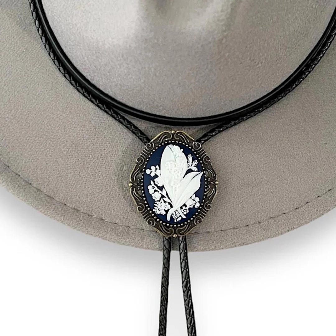 Lily of the Valley Bolo Tie, Navy Western Cowboy Necktie May Flower - Etsy