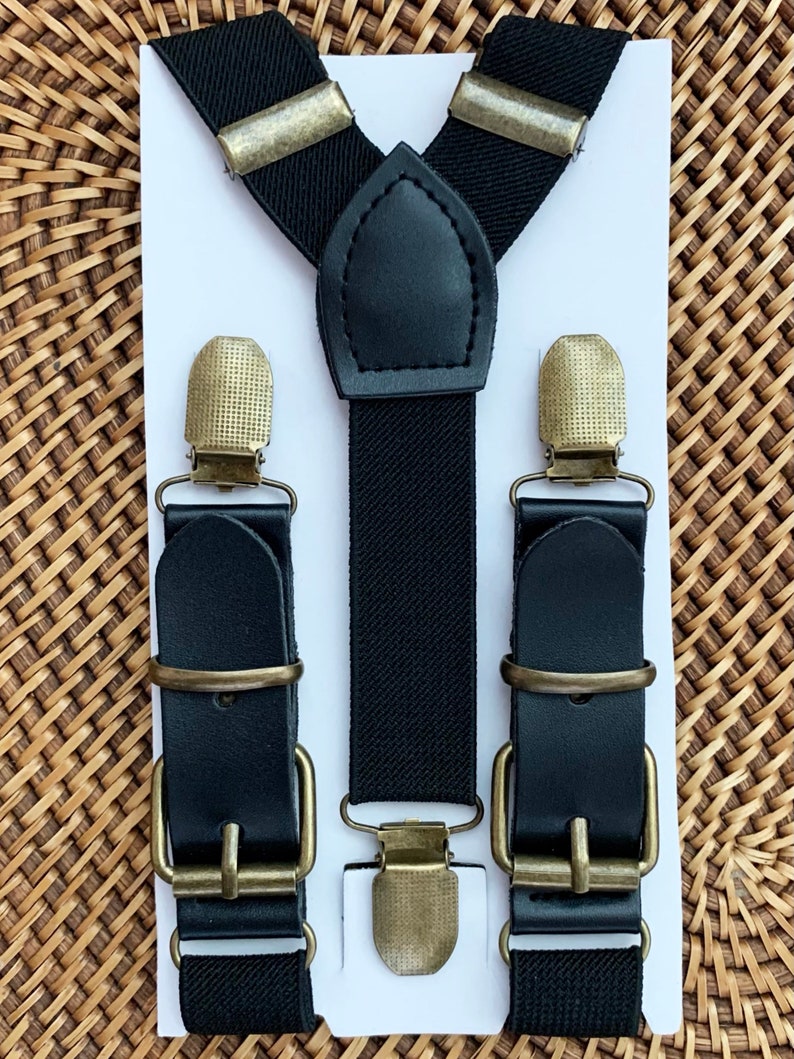 Black Suspenders Rustic Faux Leather Buckle Suspenders Ring - Etsy
