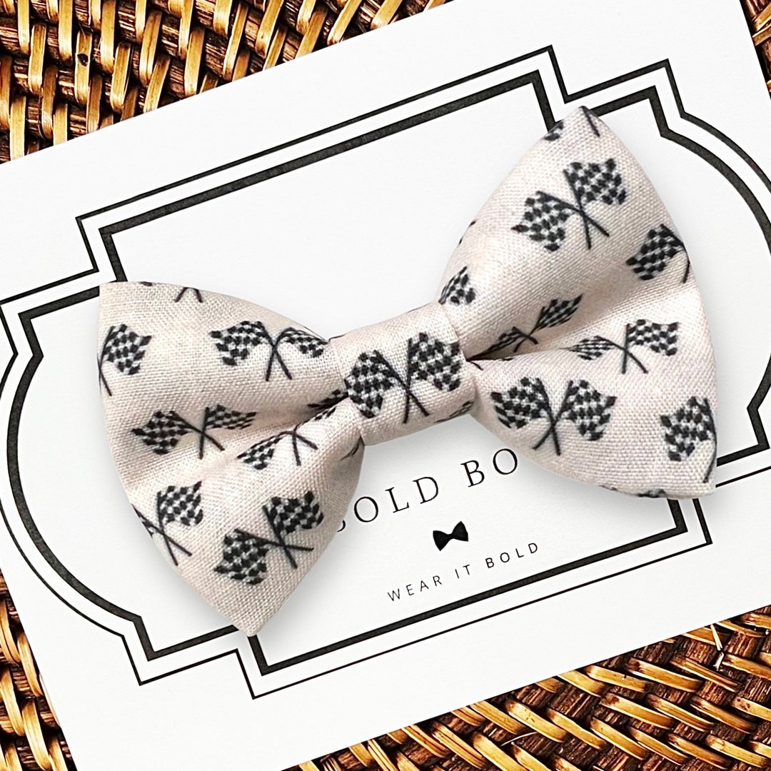 Black & White Dog Bow Tie, Bowtie, Checkered Flag Dog Bow, Race Day ...