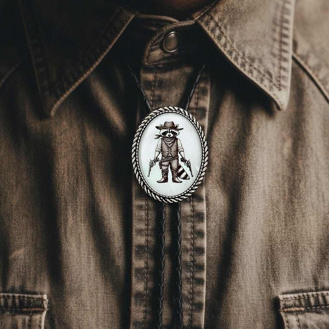 Western Raccoon Bolo Tie for Men, Handmade Vintage Style Bolo Ties ...