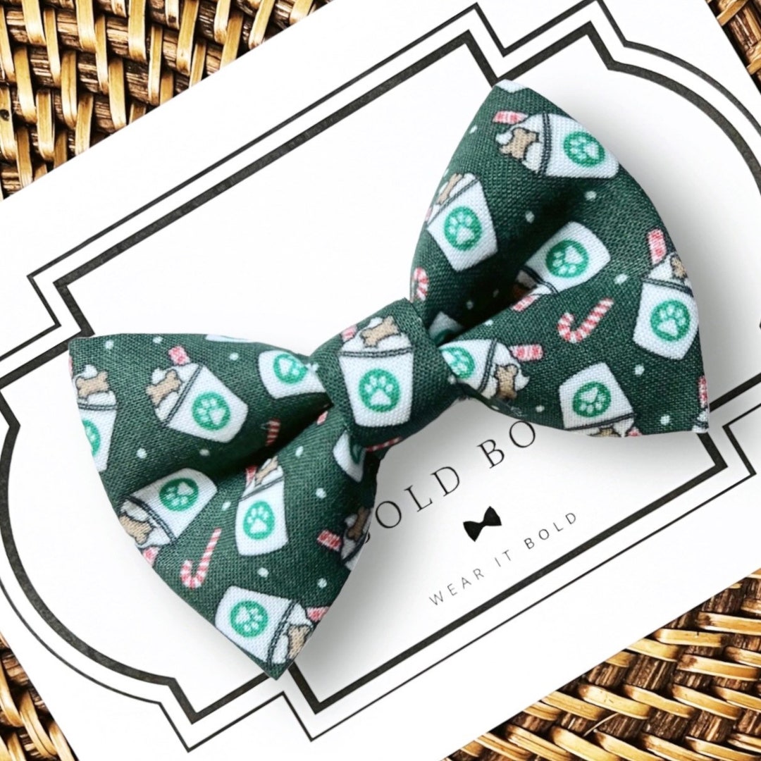 Puppy Cup Coffee Christmas Dog Bow Tie, Cat Bow Tie, Christmas Bow Tie ...
