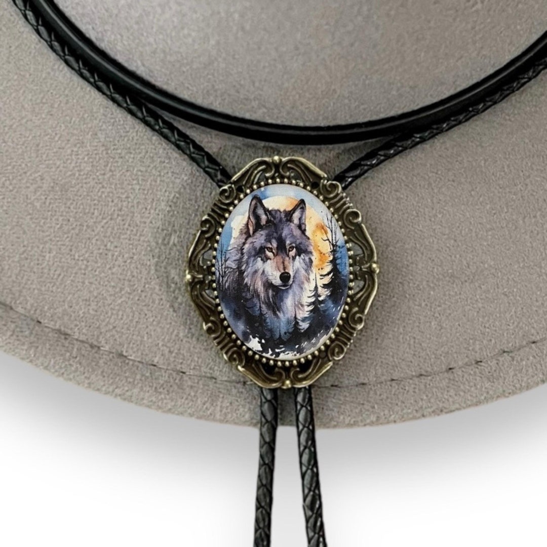 Wolf Bolo Tie- Bolo Ties for Cowboy Attire or Cowgirl, Western Jewelry ...