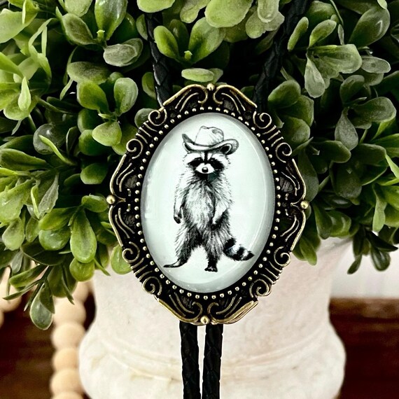 Bolo Tie with Raccoon Western Wedding Mens Jewelry Cowboy Jewelry for Men Gifts for Men Gift for Him Western Gifts Etsy Italia
