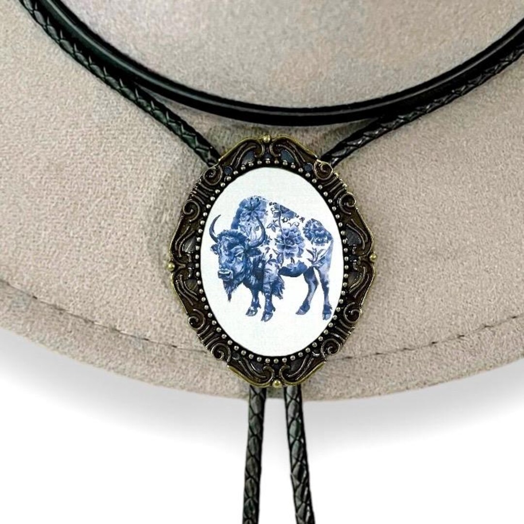Bison Bolo Tie Cowboy Necktie, Buffalo Western String Tie Cowboy Tie ...
