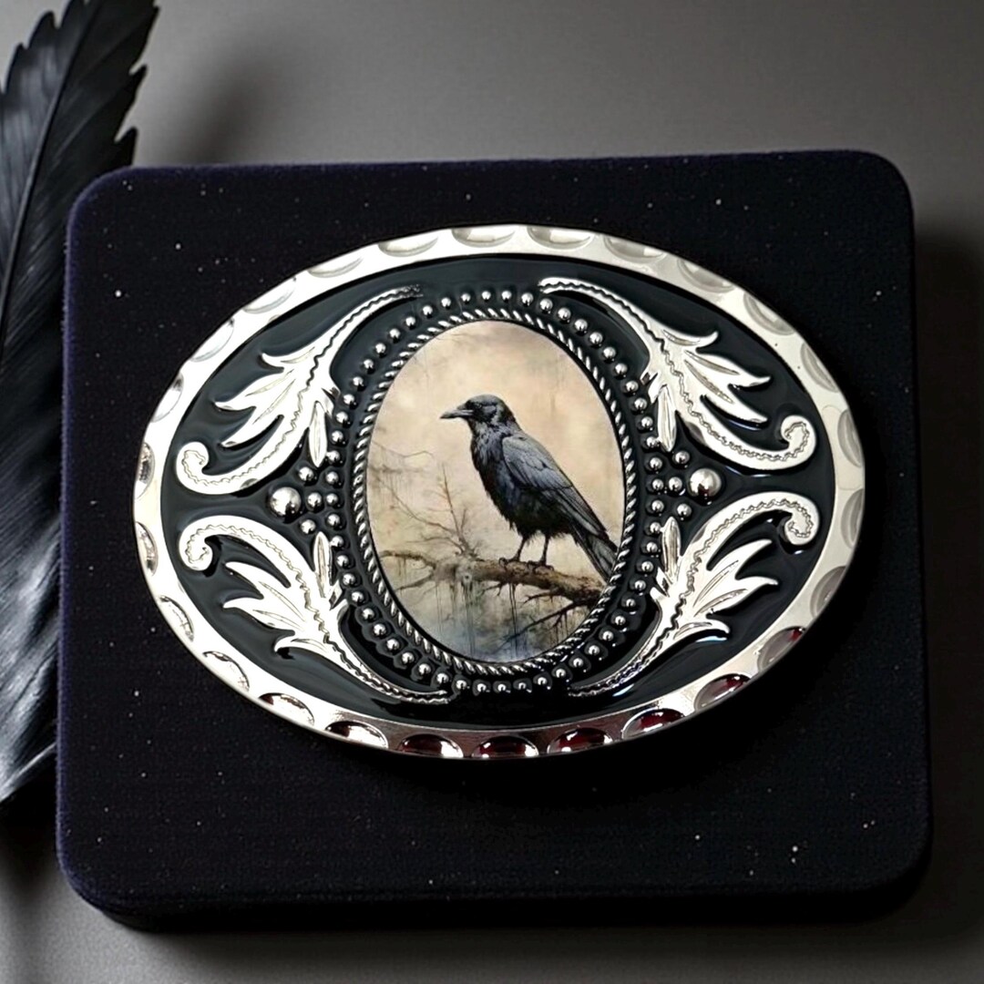Raven Belt Buckle: Cowboy Western Fashion Accessory, Fits 1.5" Belt - Etsy
