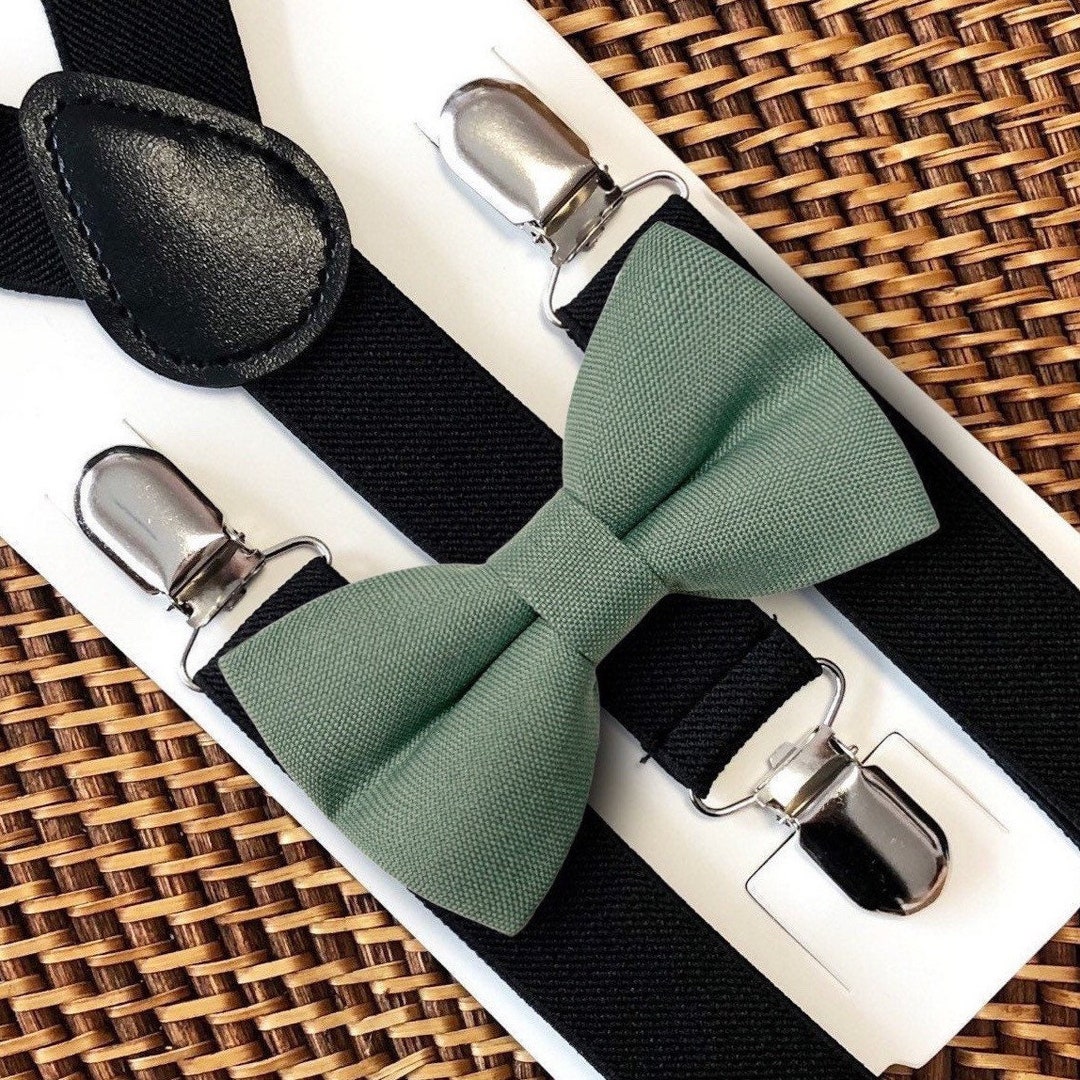Sage Green Bow Tie & Suspenders, Sage Tie, Bow Ties for Men, Boho ...