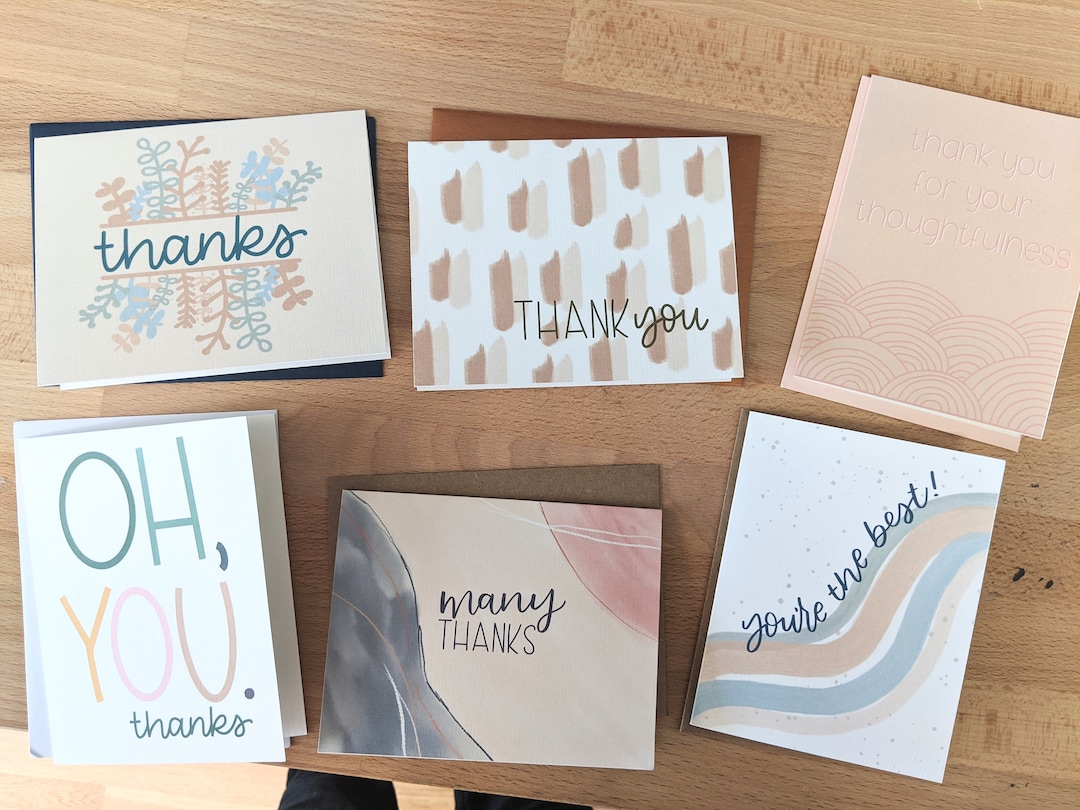 6 Pack of Thank You Cards Notecard Snail Mail Minimal - Etsy