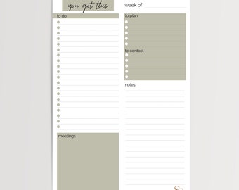 Pre-filled Teacher to Do Daily Planner Notepad in Colorful Colors - Etsy