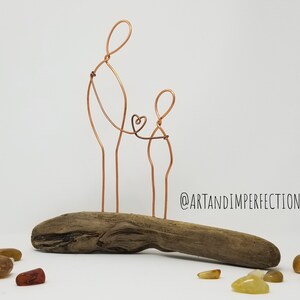 Father, Son, Mother, Daughter Driftwood & Wire Heart Sculpture. Hand ...