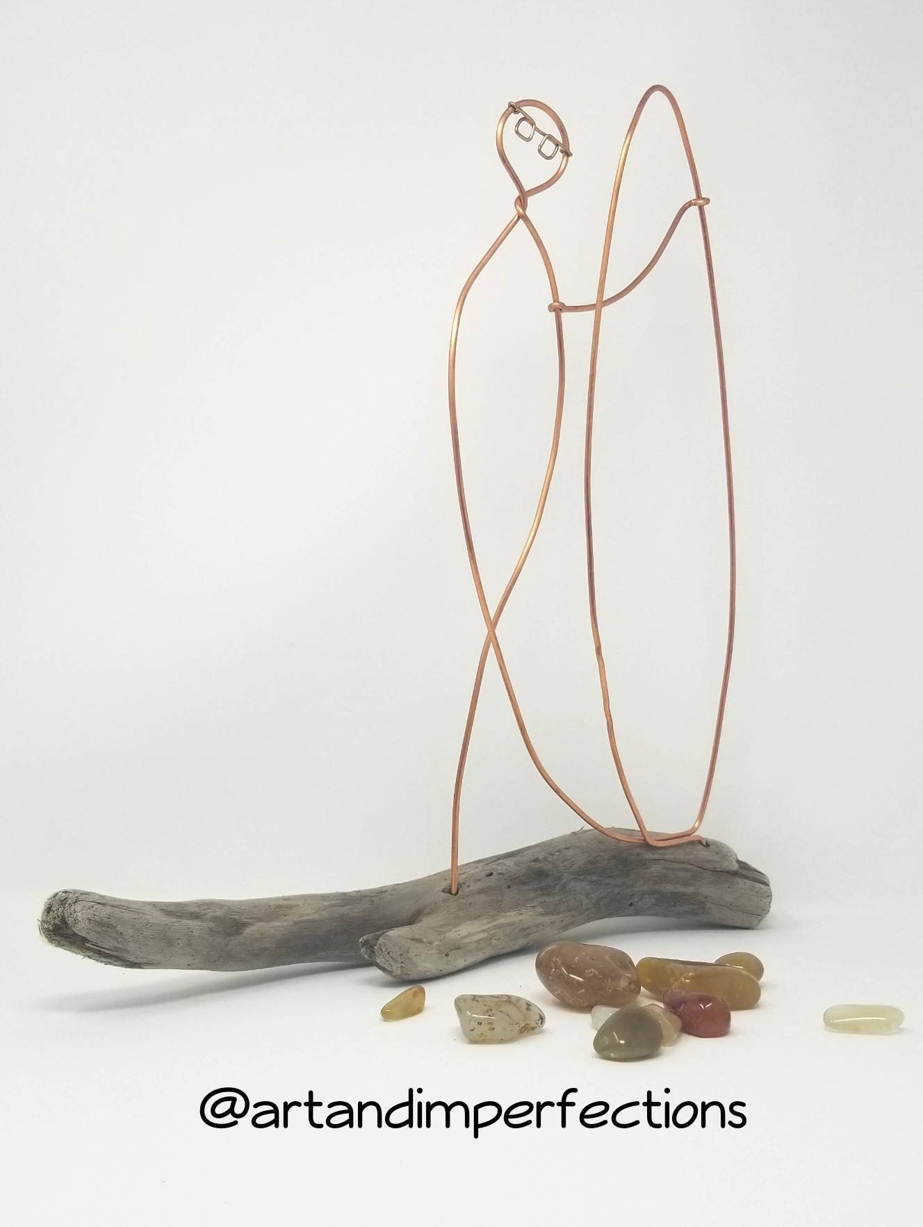 Surfing Copper and Driftwood Sculpture. Surfboard and Figure Wire Art ...