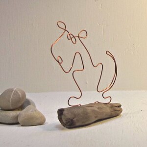 Dog Wire Sculpture, Dog Art, Dog Figure, Copper and Driftwood ...
