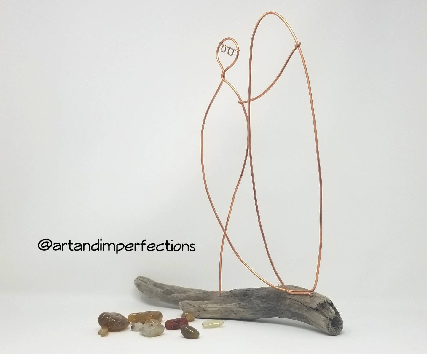 Surfing Copper and Driftwood Sculpture. Surfboard and Figure Wire Art ...