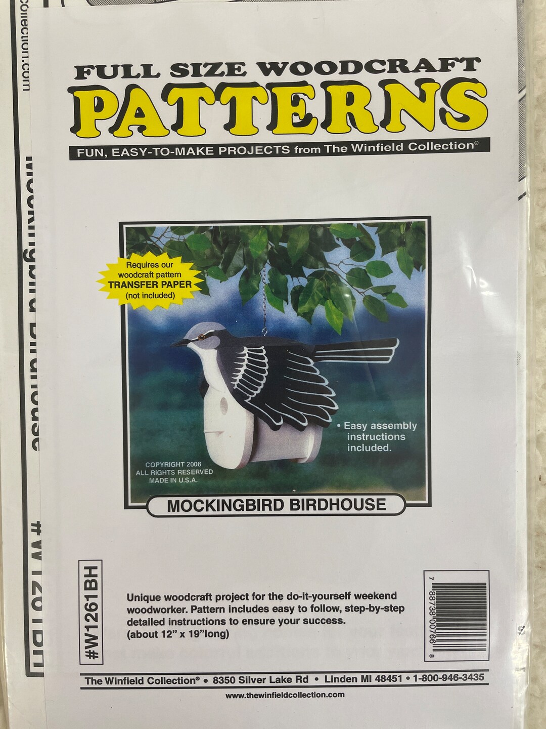 Mockingbird Birdhouse Paper Pattern, Woodcraft Pattern, Winfield ...