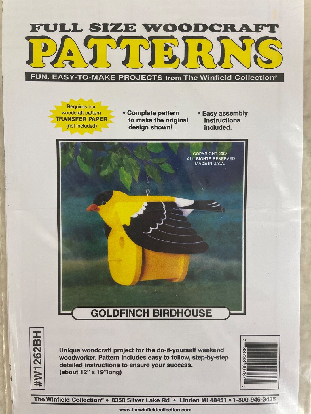 Goldfinch Birdhouse Paper Pattern, Woodcraft Pattern, Winfield ...