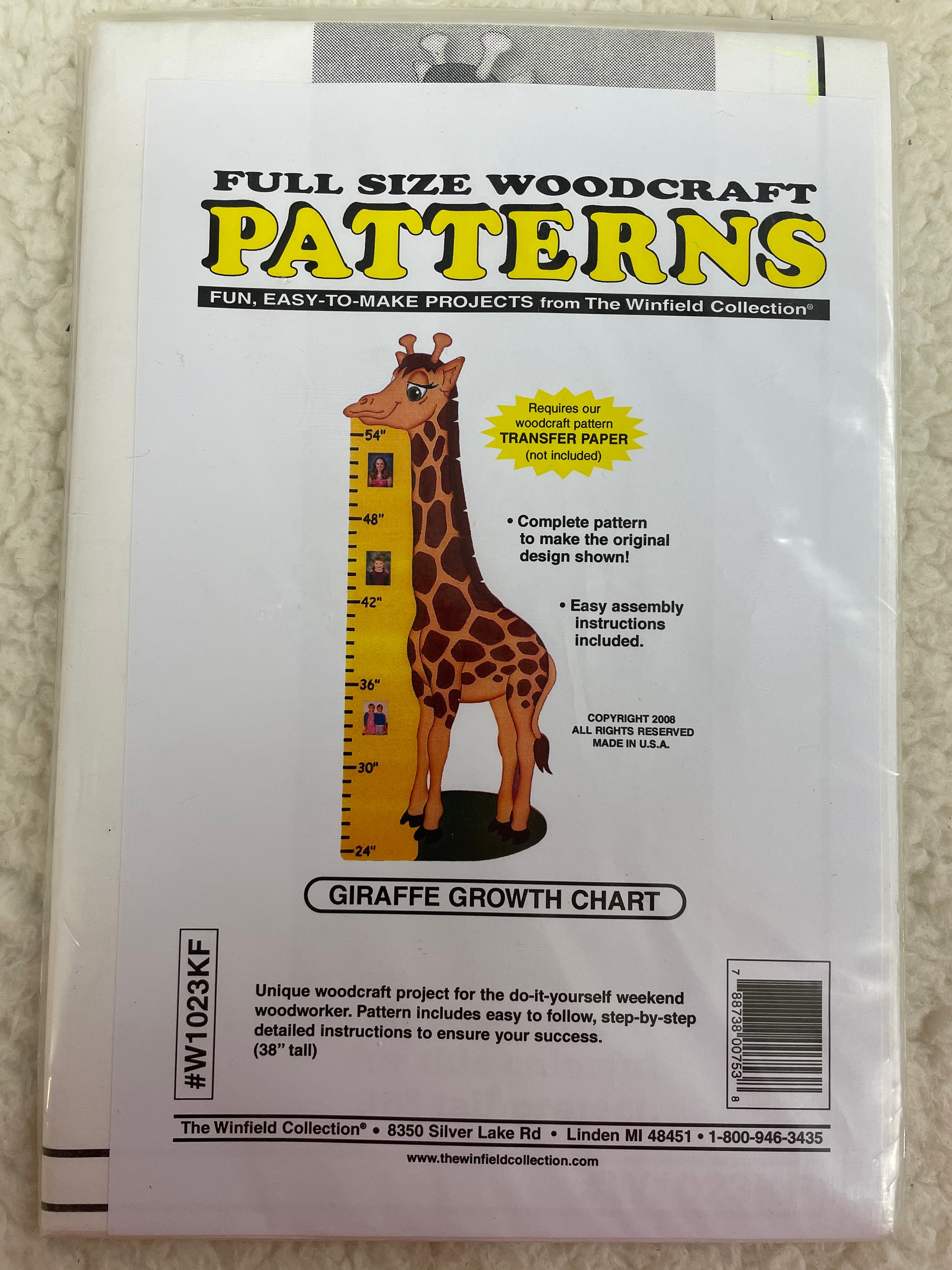 Giraffe Growth Chart Paper Pattern, Woodcraft Pattern, Winfield ...