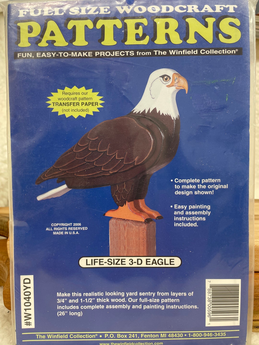 Lifesize 3D Eagle Paper Pattern, Woodcraft Pattern, Winfield Collection, W1040YD, Easy 2 Make ...